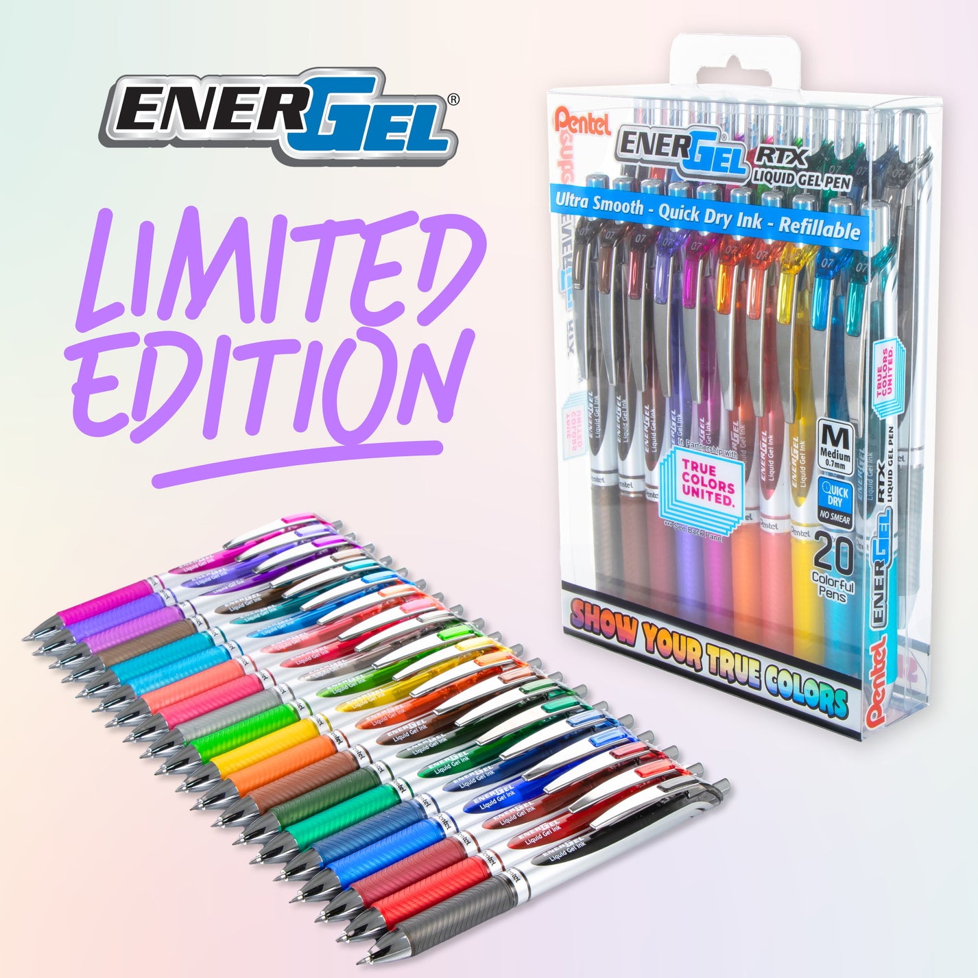 EnerGel RTX Liquid Gel Pens - Limited Edition TCU 20 Colors Box ...