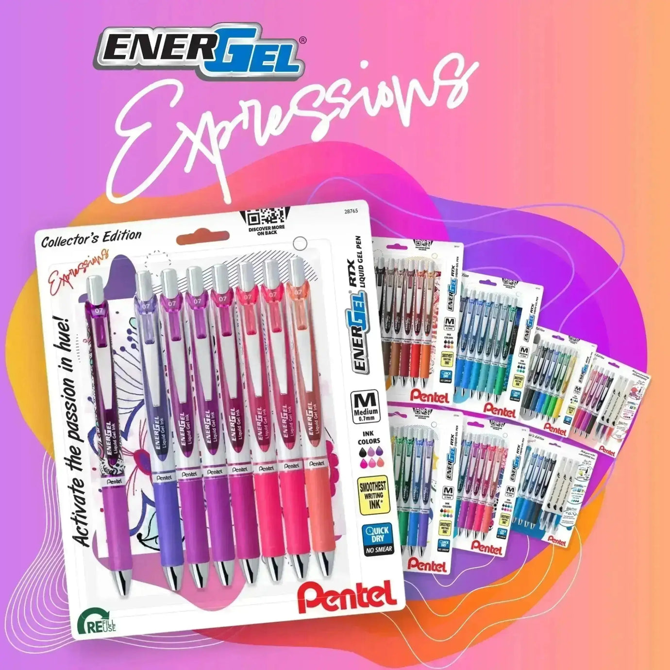 EnerGel Expressions, Change Pack, Liquid Gel Pens, (0.7mm) Medium ...