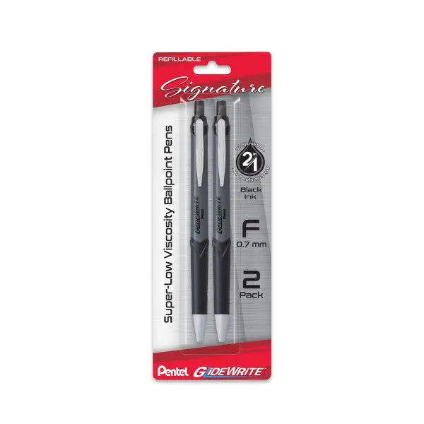 GlideWrite Signature Gun Metal, (0.7mm) Needle Tip, Black Ink, 2-pk ...