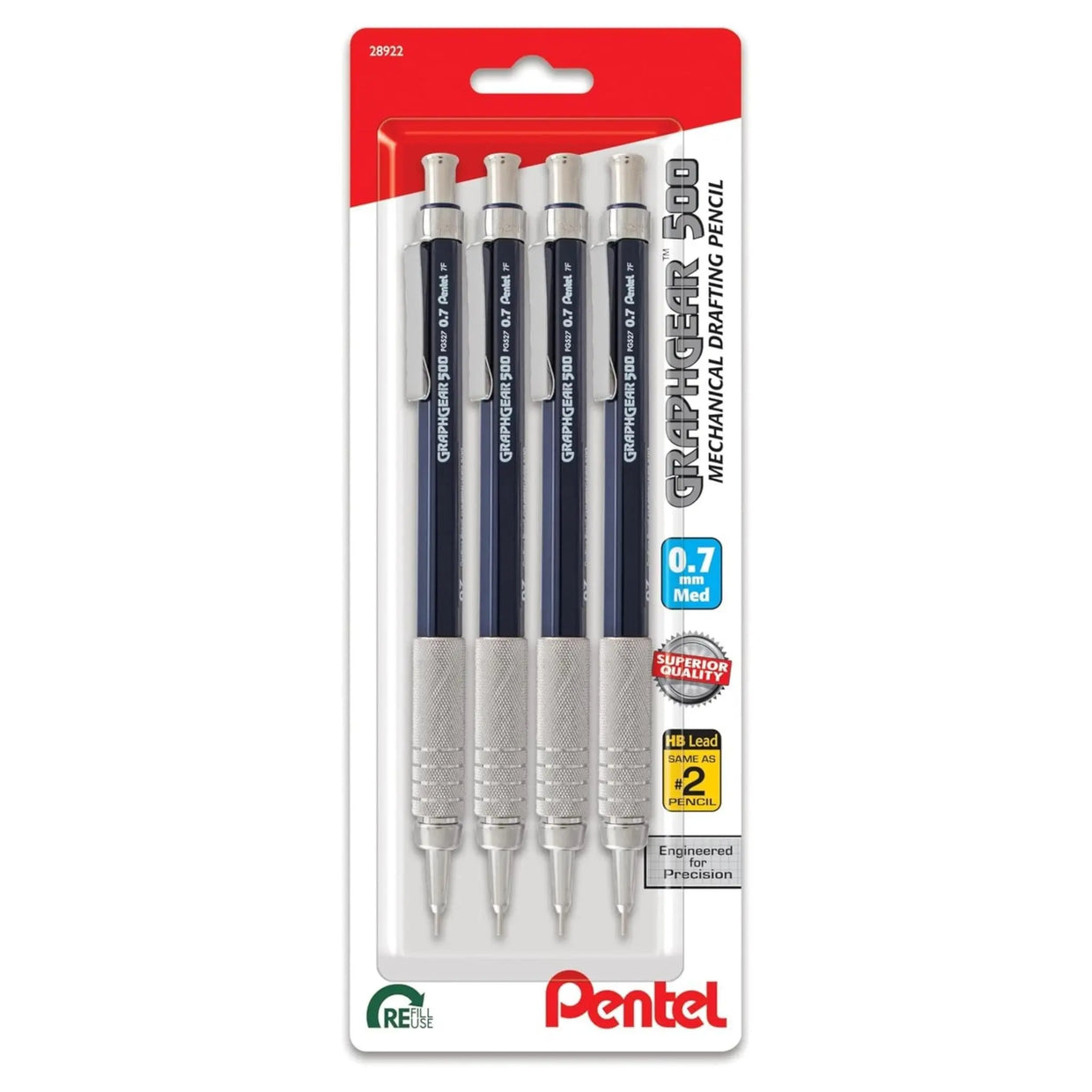 Pentel GraphGear 500 Mechanical Pencil, 0.7mm, 4-pk | Pentel.com ...
