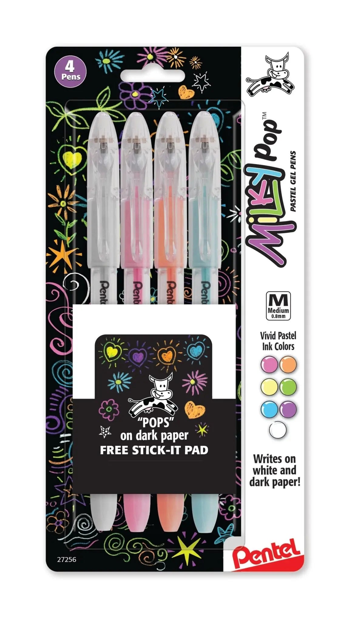 Milky Pop Pastel Gel Pen, 0.8mm, Assorted Ink, 4-Pk | Pentel.com ...