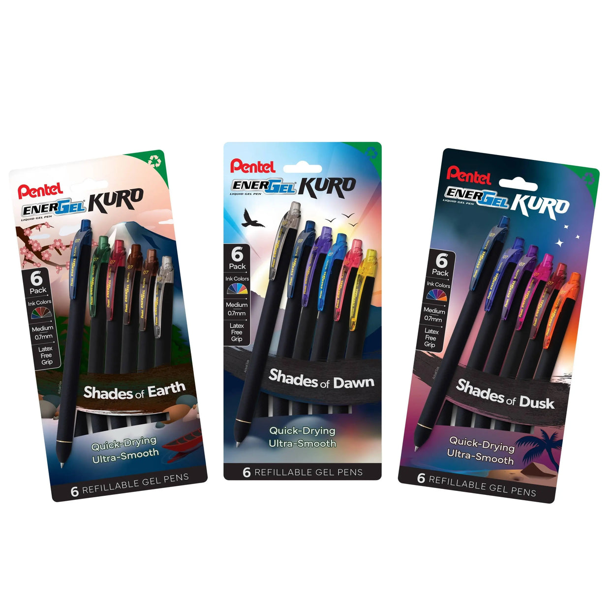 Pentel EnerGel Kuro Color Shades Collector's Bundle Series 2 - Set of ...