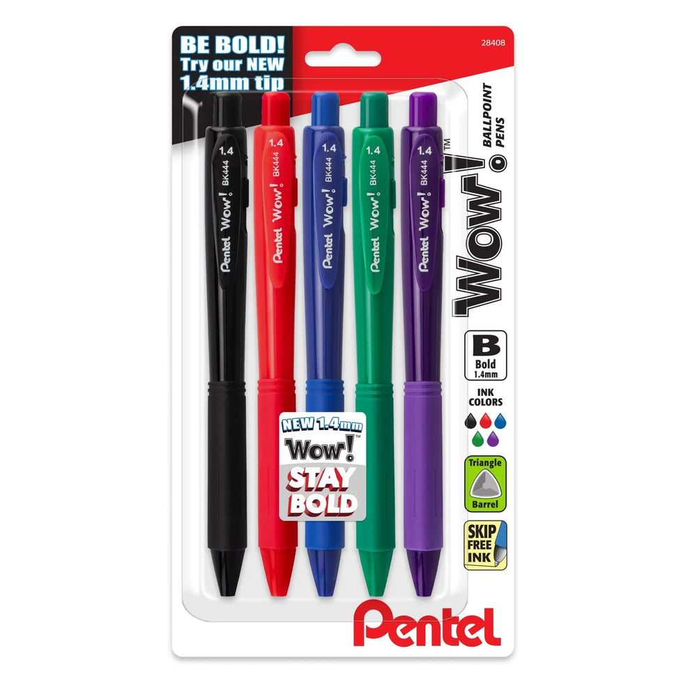 Wow! Ballpoint Pen, (1.4mm) Bold, 5-pk - Shop at Pentel.com – Pentel of ...